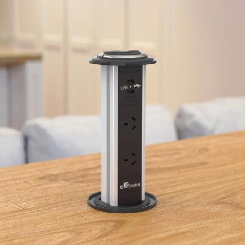 Waterproof 12V socket, White Face, w/ USB Pop Up PowerPoint